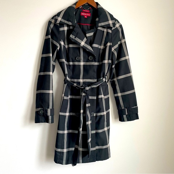 Merona | Jackets & Coats | Merona Black And Grey Check Trench Coat ...